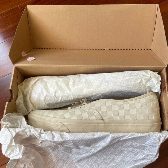 Vans | Shoes | Vans Sneakers Mens 3 Ivory Authentic Mono Checkerboard ...